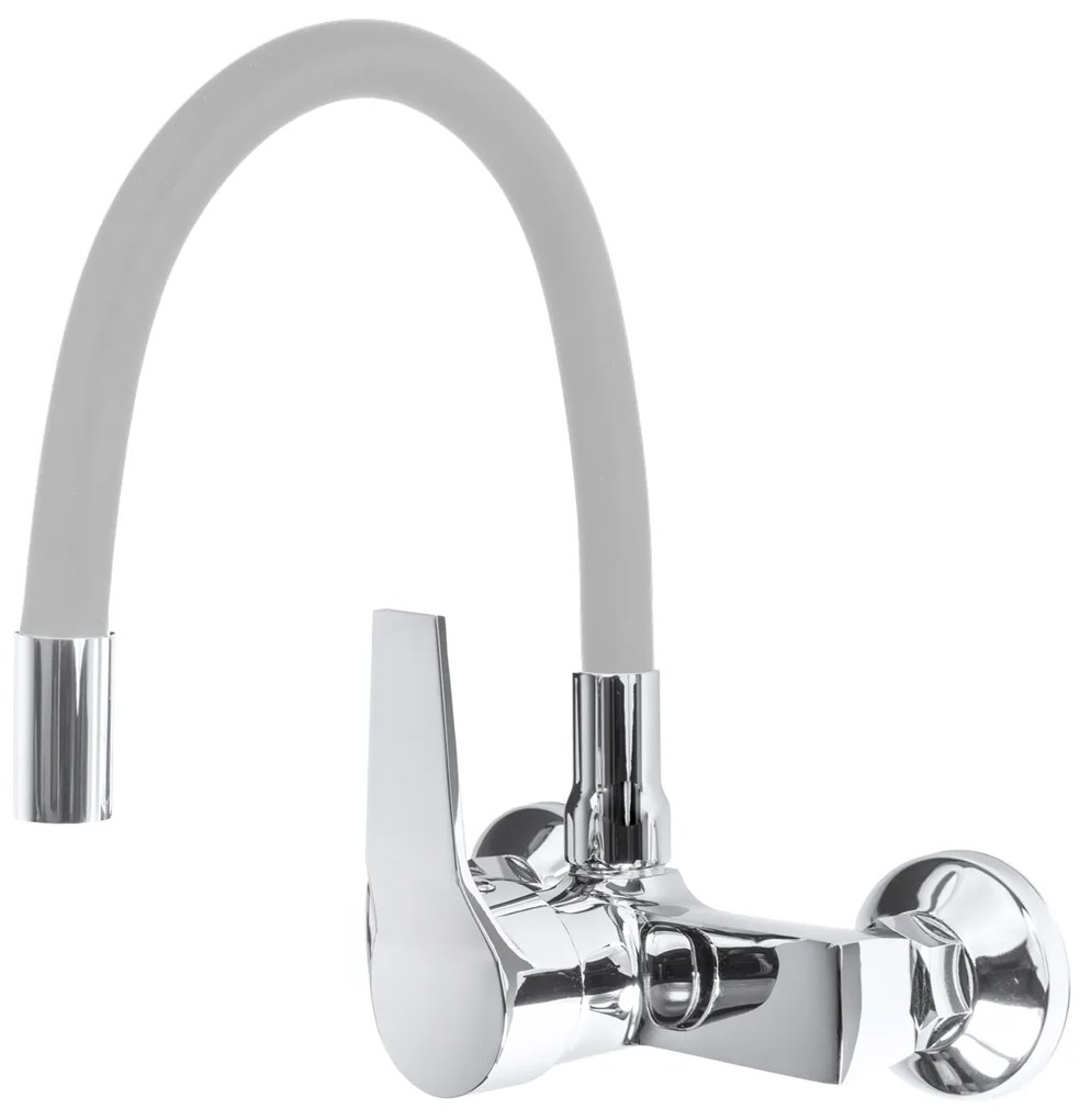 Gamma Flex, nástěnná dřezová baterie s elastickým ramenem, šedá-chromová, GMA-BFXS-G