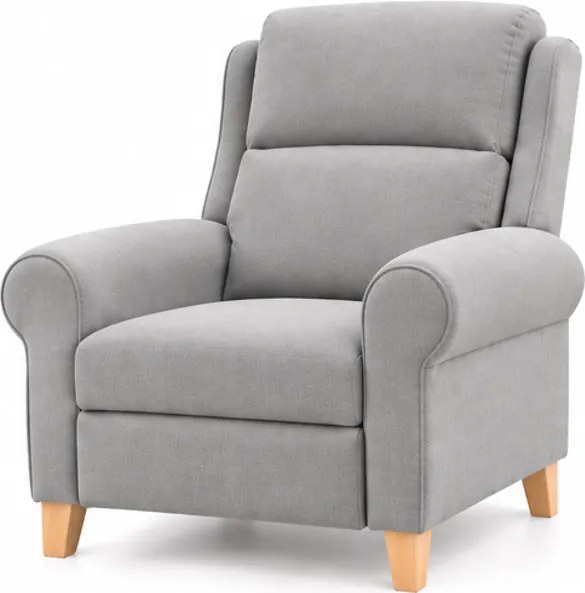 křeslo relaxační, odpočinkové, ušák, dřevo/textil, 101x95x75 cm, přírodní/světle šedá, Dekorino VILAR