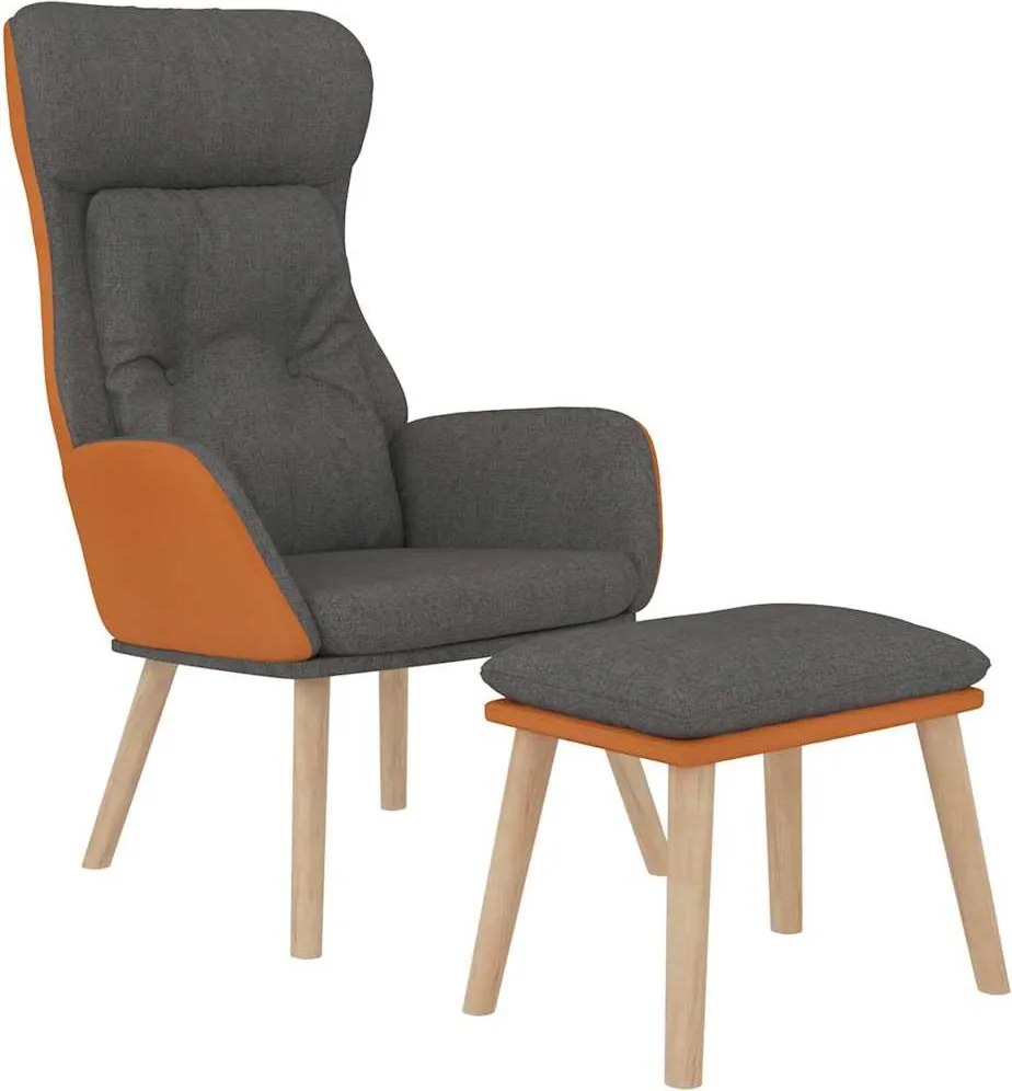 Relaxační křeslo s podnožkou tmavě šedá umělá kůže a textil 3097762