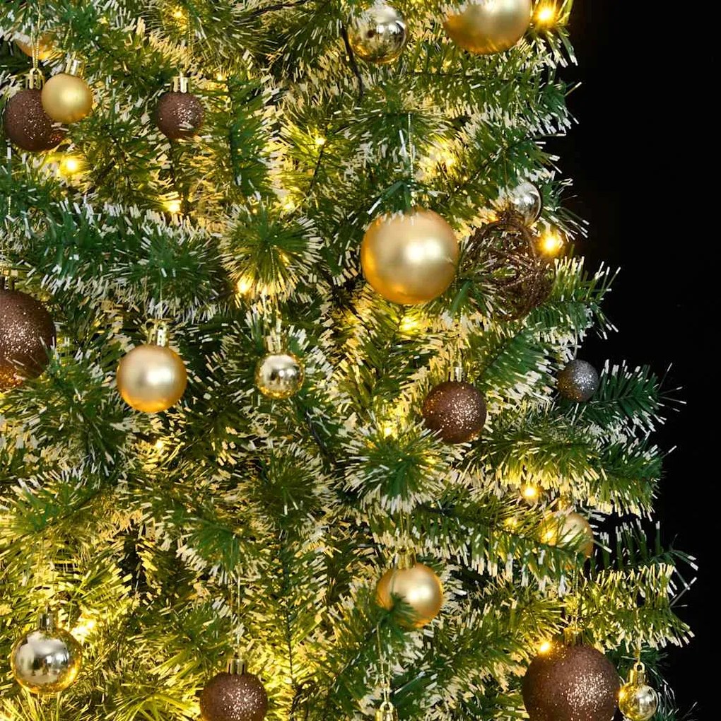 Umělý vánoční stromek s 300 LED a sadou koulí zasněžený 240 cm 3210127