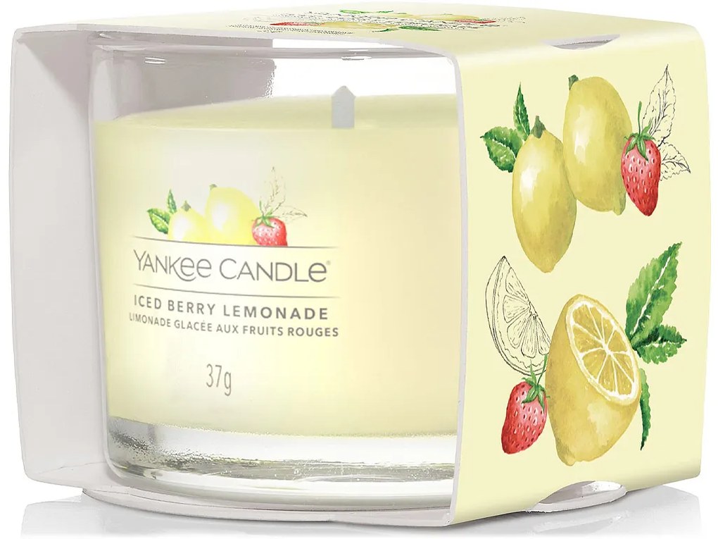 Yankee Candle –  votivní svíčka ve skle Iced Berry Lemonade (Ledová limonáda), 37 g