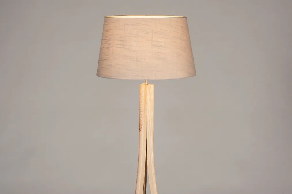 Stojací designová lampa Arbon Dark Taupe and Natur Wood