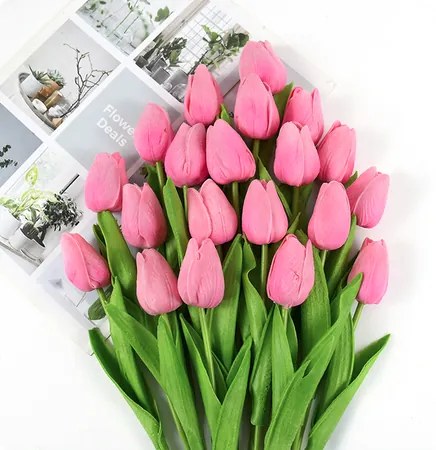 Bytová dekorace - kytice umělých tulipánů Balení: 5 ks, Barvy: K05 RŮŽOVÁ