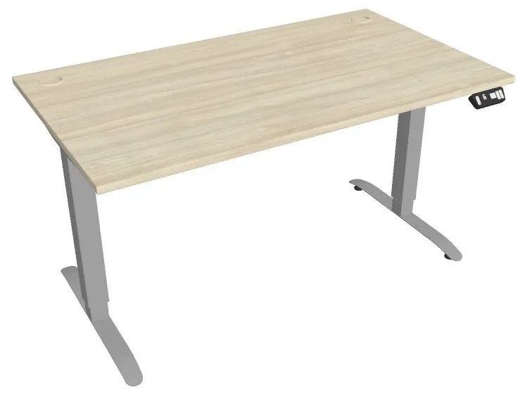 Elektr. nastavitelný stůl 140x80 s pamětí - HOBIS MOTION MS 2M 1400 Dekor stolové desky: akát, Barva kovové podnože: stříbrná