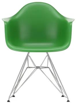 Eames Plastic Armchair DAR chrom zelená černé na koberec Vitra