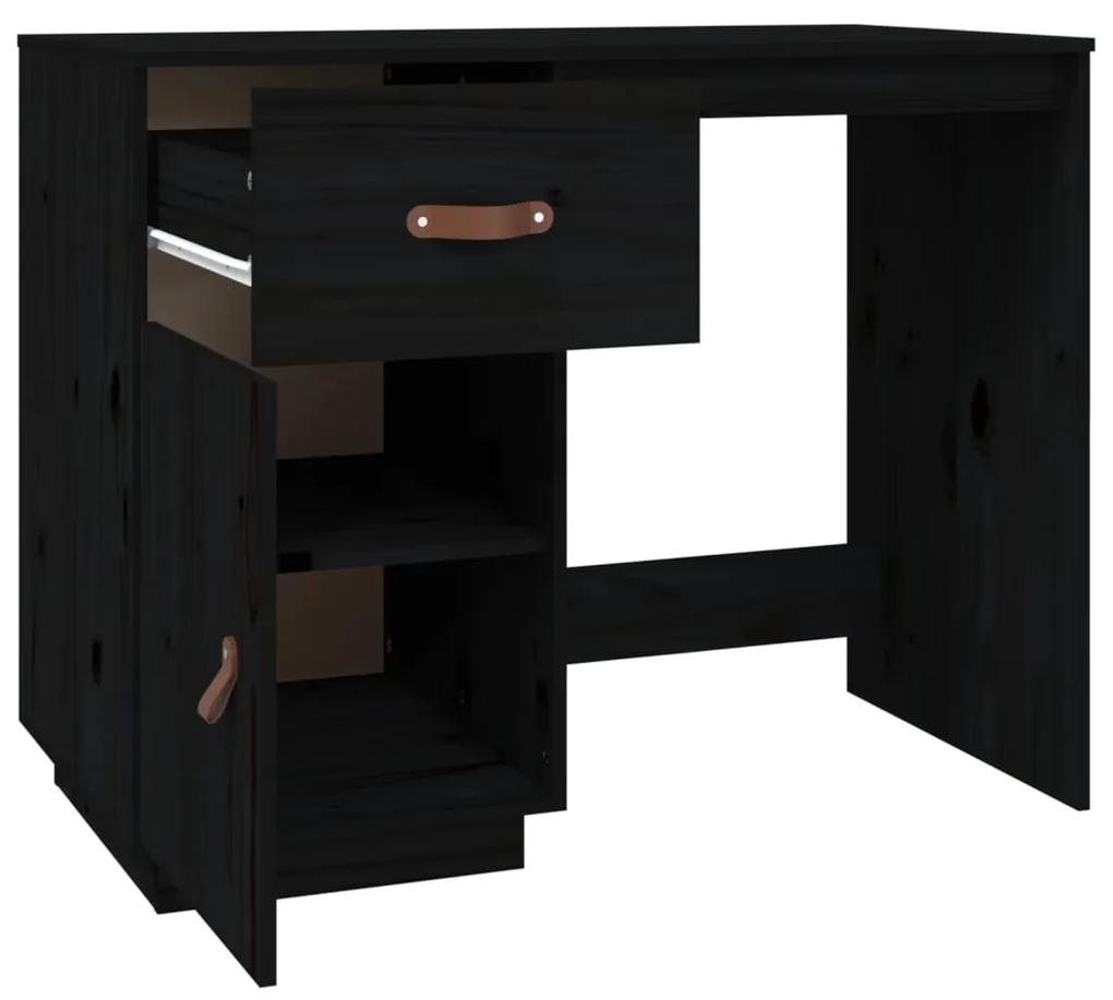 Psací stůl černý 95 x 50 x 75 cm masivní borové dřevo - Default Title