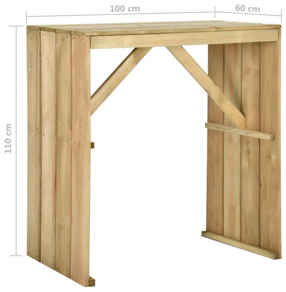 Barový Stůl 100 X 60 X 110 Cm Impregnovaná Borovice
