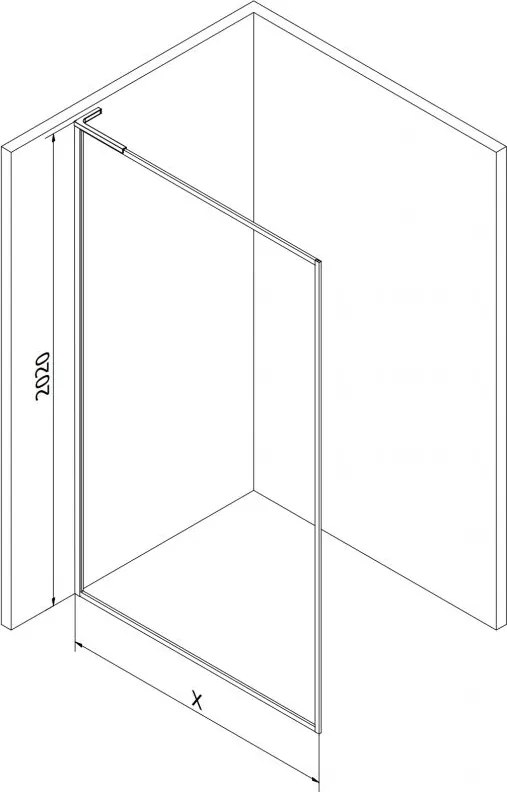 Mexen Kioto-F L, sprchová zástěna s rámem 65 x 202 cm, 8 mm čiré sklo, černý profil, 800-065-174-70-00