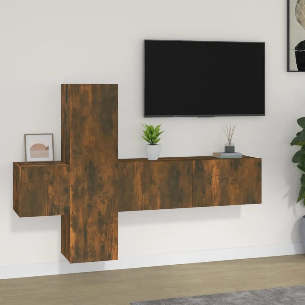 3dílný set TV skříněk kouřový dub kompozitní dřevo 3120227