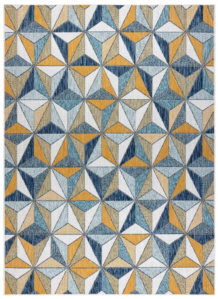 Dywany Łuszczów Kusový koberec Cooper Sisal Mosaic 22222 ecru/navy – na ven i na doma - 160x220 cm