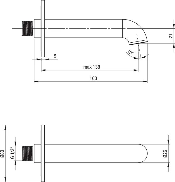Deante Deante, výtokové rameno pro vanu a umyvadlo, chromová, DEA-NQS_080K