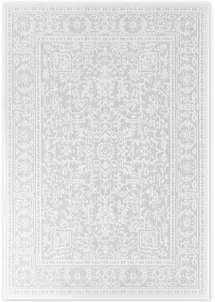 NORTHRUGS, Kusový koberec Duet Kona 106249 White/Gray - na ven i na doma, 160x230, šedá, chodba / předsíň