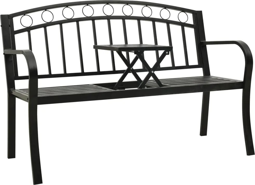 Zahradní lavice se stolkem černá 120 cm ocel 319584