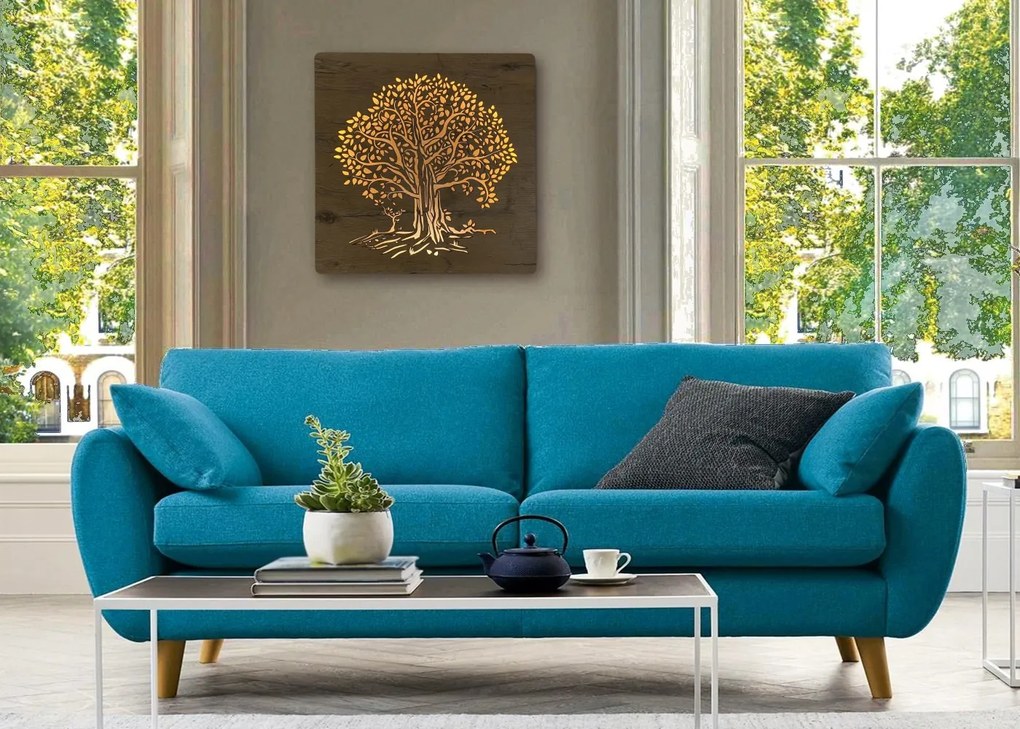 Li-Go "Lípa" světelný obraz 230V 62x62cm provedení povrchu: dub světlý