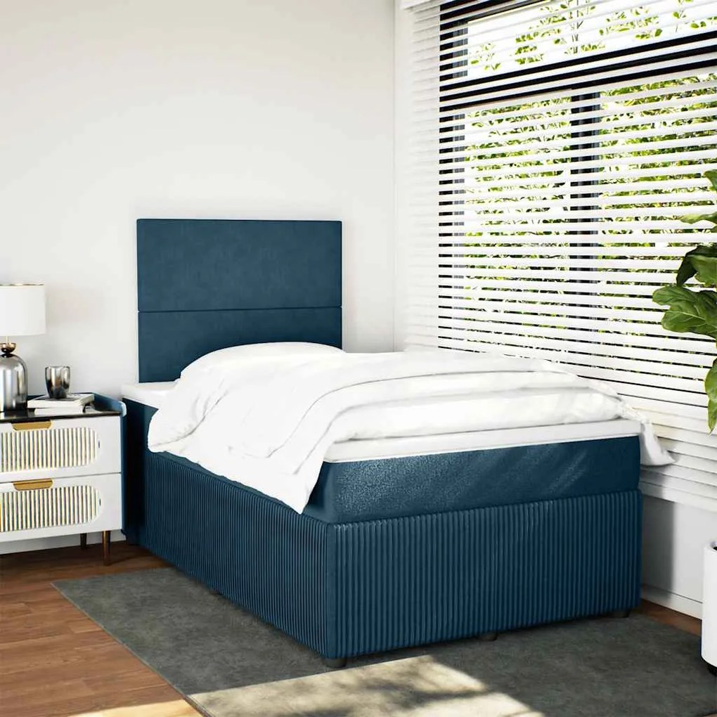 Box spring postel s matrací modrá 120 x 200 cm samet 3294608