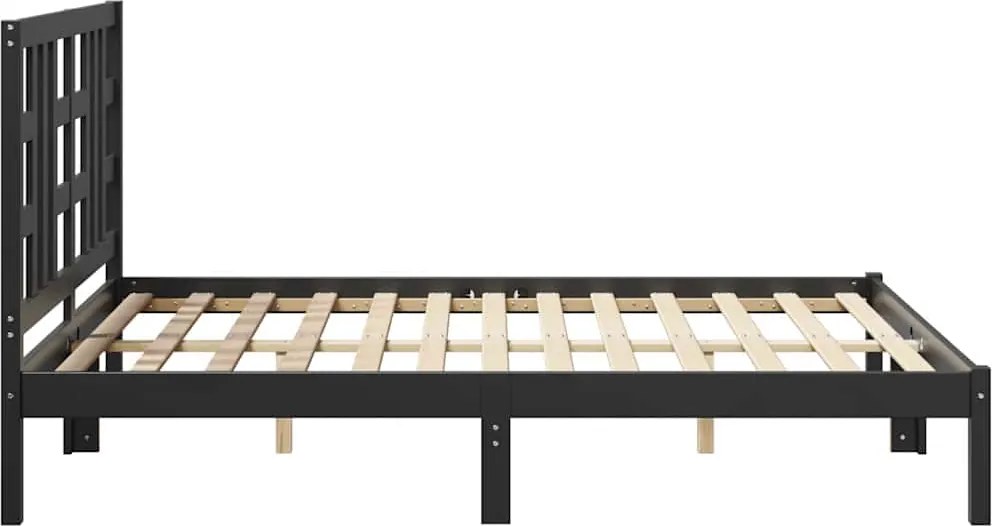 Rám postele černý masivní dřevo 140 x 190 cm 3105389