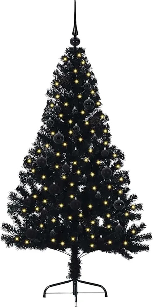 Umělý osvětlený vánoční stromeček Černá 150 cm PVC 3397129