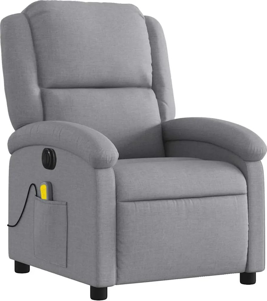 Elektrické masážní polohovací křeslo světle šedé textil 3204152