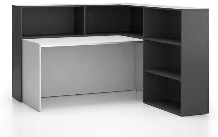 Rohová kancelářská sestava SEGMENT, pravá, bílá / grafitová