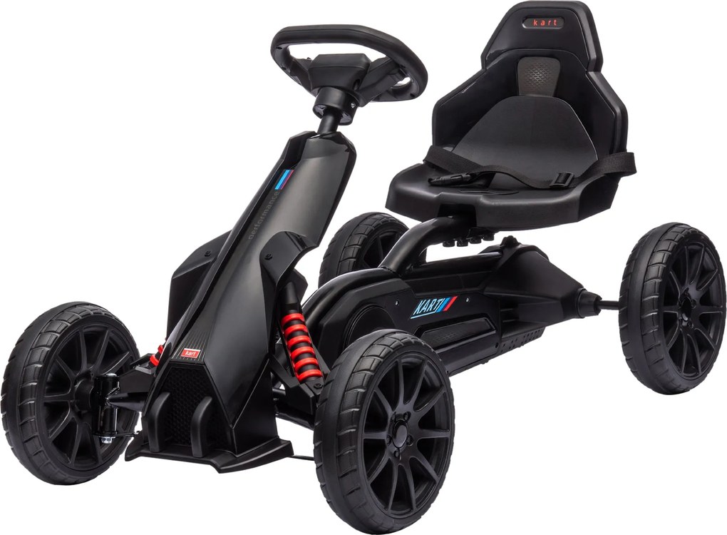 HOMCOM Dětský Go-Kart s Pedály a Ruční Brzdou, Nastavitelným Sedadlem, Přeřazovacím Mechanismem, Dětské Vozidlo s EVA Koly pro Děti ve Věku 3-8 Let |