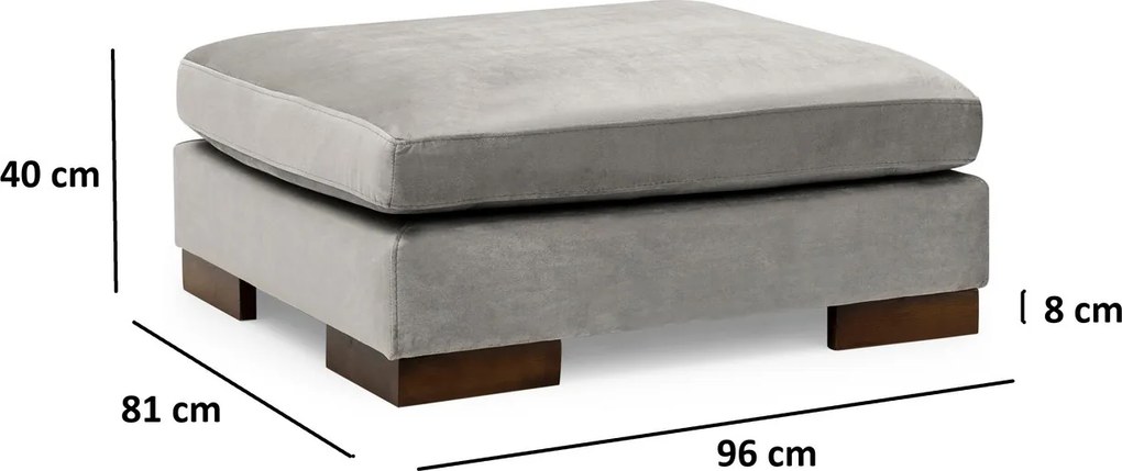 Hanah Home Rohová pohovka TULIP 313cm světle šedá levý roh s pufem 560ARE1156
