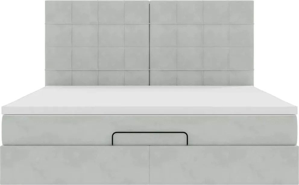 Osmanský rám postele s matracíes světle šedá 180x200cm samet 3313487