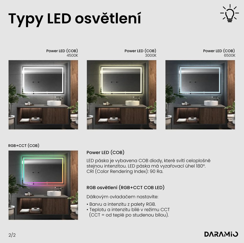 Zrcadlo do koupelny s LED osvětlením F2