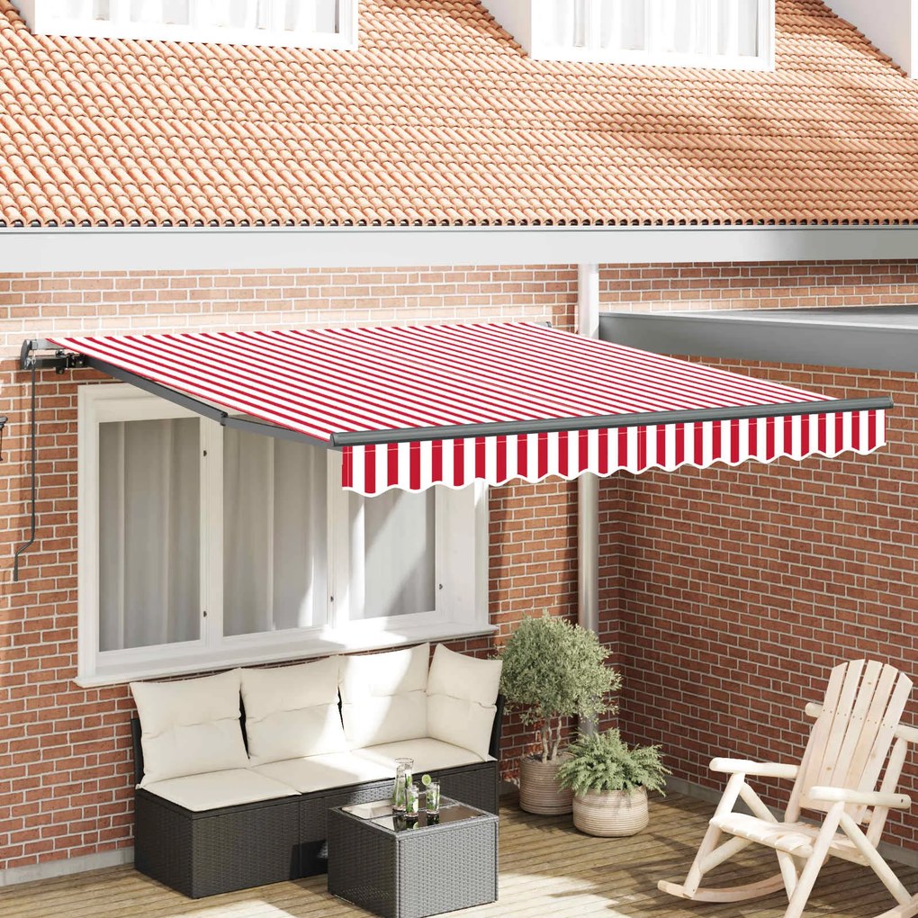 Stahovací markýza Červená a Bílá 300 x 250 cm 3329983
