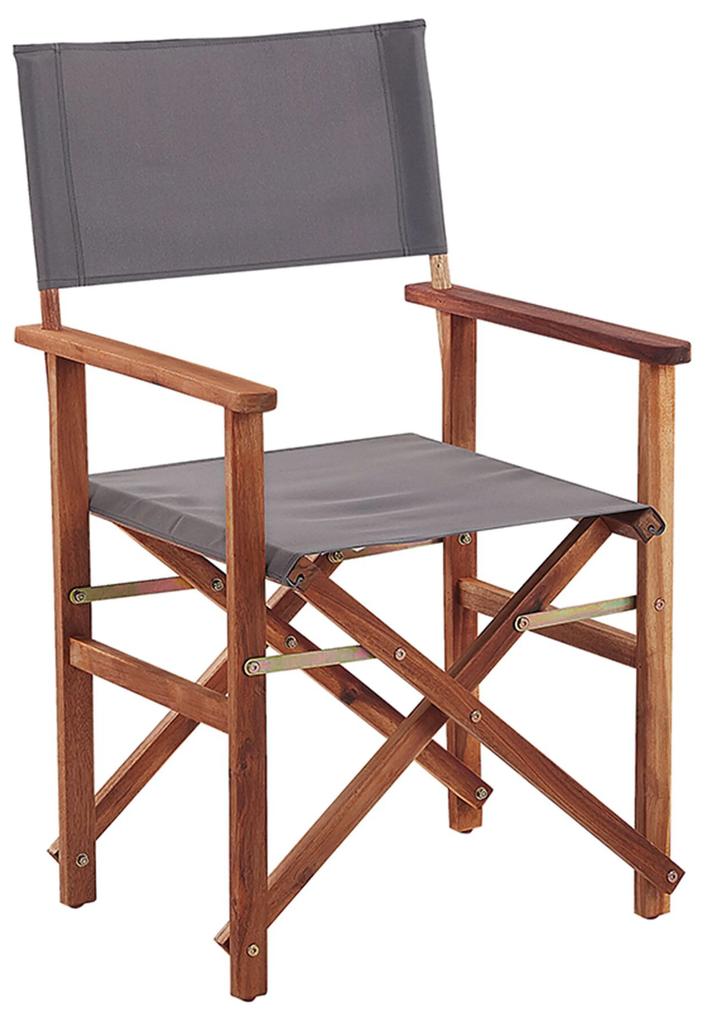 Sada 2 zahradních židlí a náhradních potahů tmavé akáciové dřevo/motiv listů CINE Beliani
