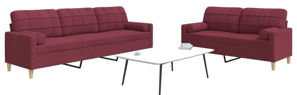 2dílná sedací souprava s polštáři vínová textil 3278341