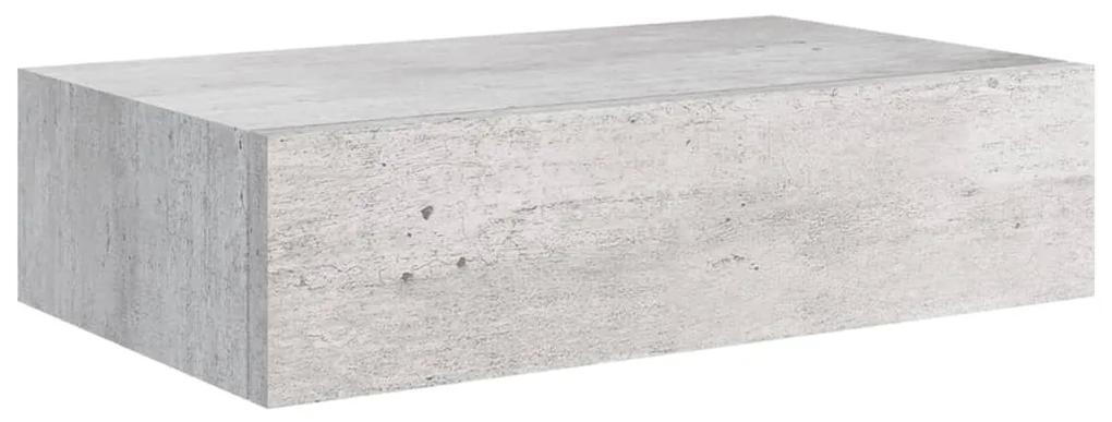 Nástěnná police se zásuvkou betonově šedá 40 x 23,5 x 10 cm MDF