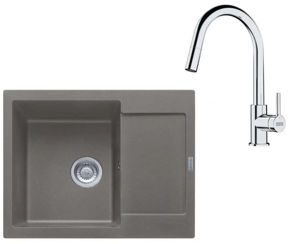 Franke - Kuchyňský set G256ŠK, fragranitový dřez MRG 611-62 a baterie FS 3229.031, šedý kámen/chrom 114.0700.713