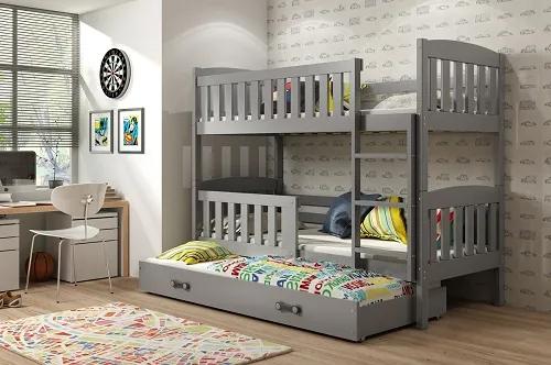 BMS Group Dětská patrová postel s přistýlkou KUBUS grafit Velikost postele: 190x80 cm, Barva šuplíku: Bílá