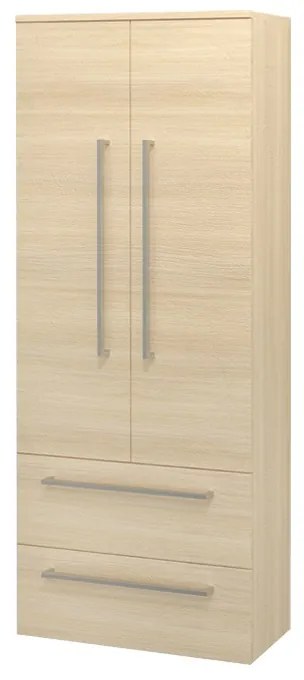 Mereo, Bino, koupelnová skříňka vysoká, dvojitá 163 cm, dub Sand Barbera CN639