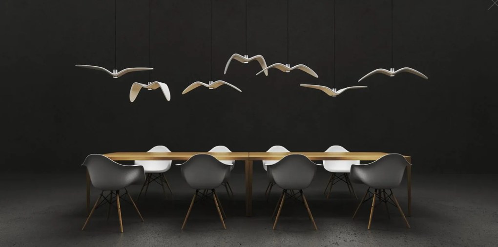 Brokis NIGHT BIRDS PENDENT závěsné svítidlo Brokisglass PC962 Barva skla: Opál - opálové sklo - masiv, Barva el. vedení: Textilní kabel -  světle šedý