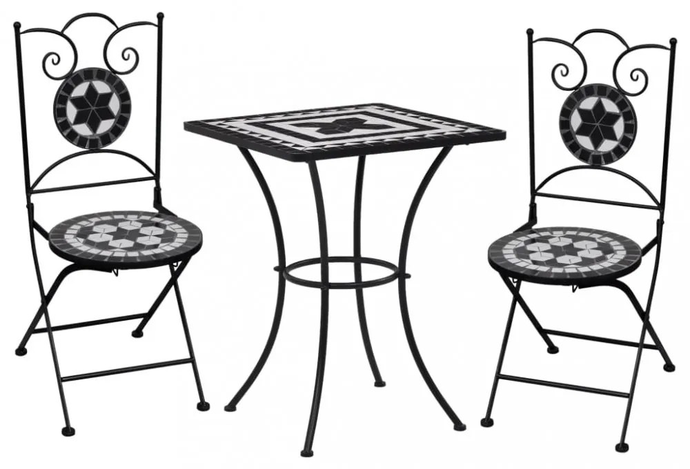 Mozaikový bistro set 3 ks Dekorhome Bílá / oranžová