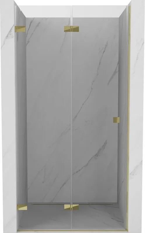 Mexen, Mexen Lunar-F skládací levé sprchové dveře 60 cm, transparentní, zlaté - 836-060-000-50-00-L