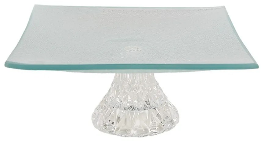 Transparentní skleněný servírovací podnos/ mísa na noze - 19*19*7 cm