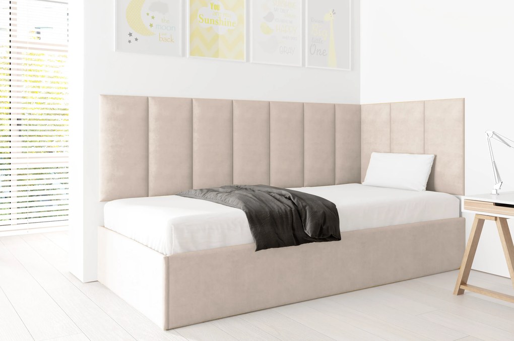 Eka Čalouněná postel Lucy s čalouněnými panely ZDARMA - 90x200 cm Barva látky Trinity: Šedá (Trinity 2314)