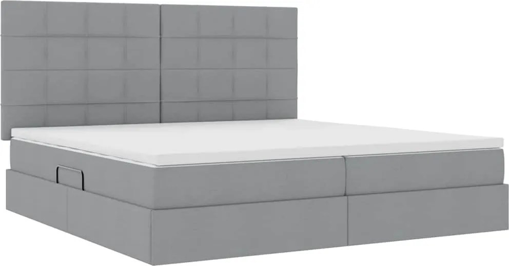 Postel s úložným prostorem a matrací Světle šedá 200 x 200 cm 3371802