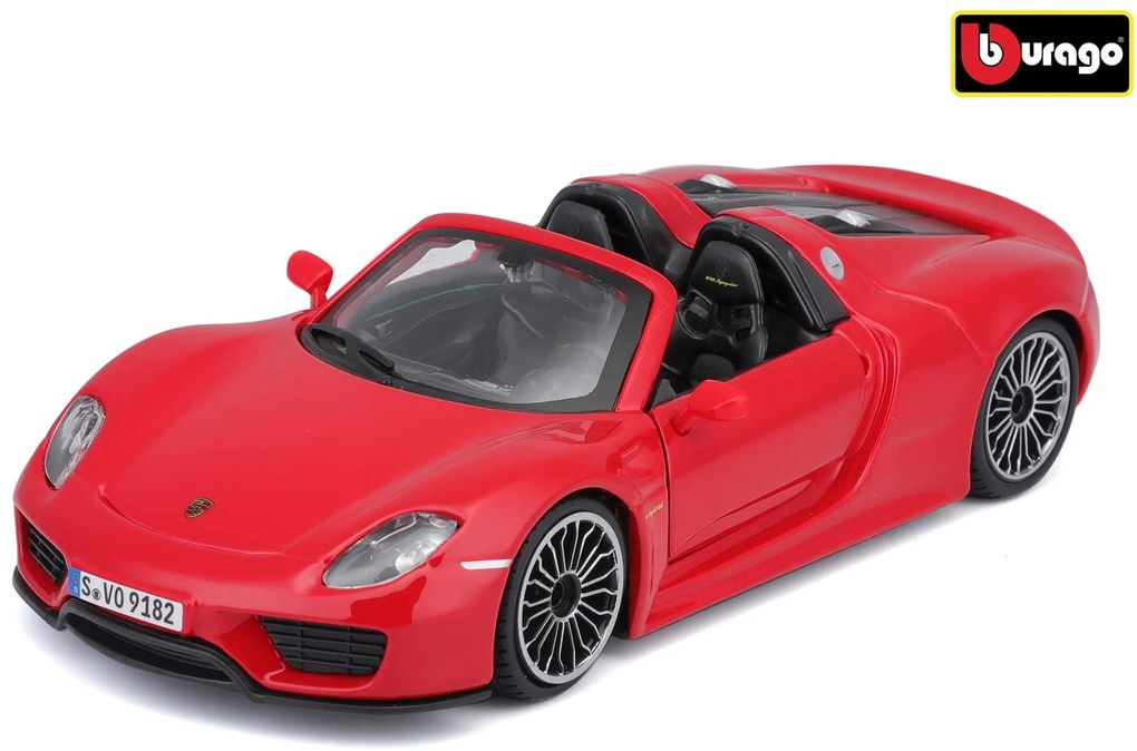Kovový model bburago 1:24 plus porsche 918 spyder red