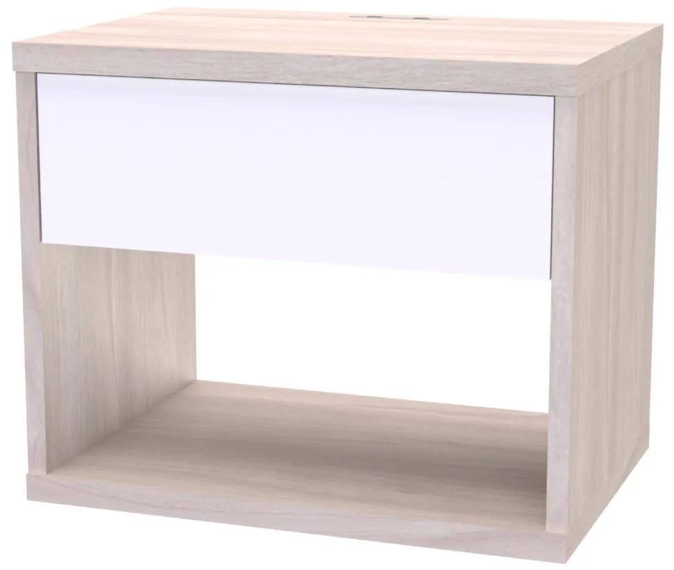 Nábytek Mikulík Noční stolek SMART s USB nabíječkou Dekor: Jasan šedý