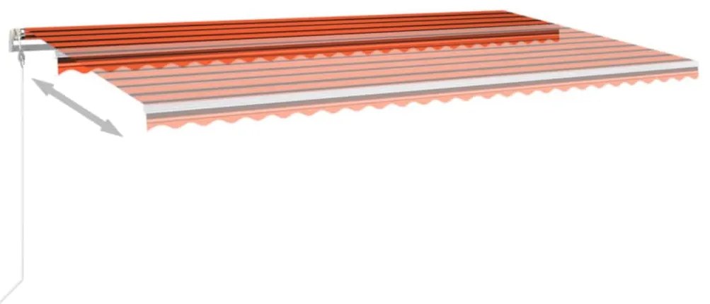 Automatická markýza LED a senzor větru 600x350 cm oranžovohnědá