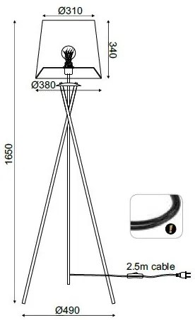 ACA DECOR Stojací lampa AGATHA max. 40W/E27/230V/IP20, hnědá