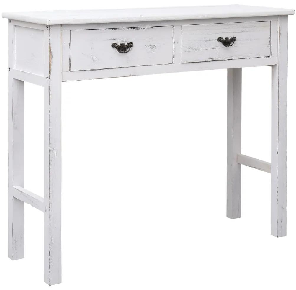 284152 vidaXL Konzolový stolek bílý s patinou 90 x 30 x 77 cm dřevo