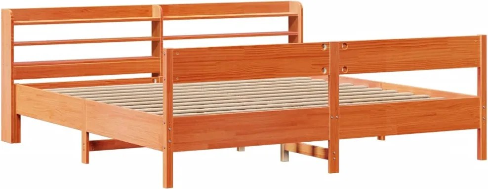 Postel bez matrace voskově hnědá 200 x 200 cm masivní borovice 3306917