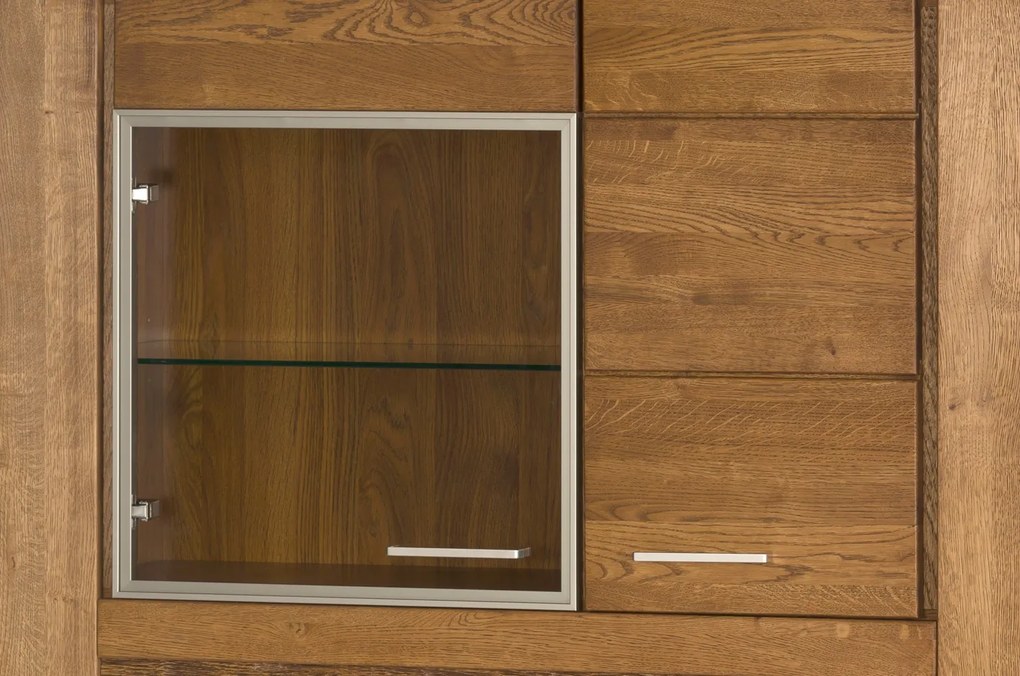 Vitrína Velvet II 15 s LED osvětlením 110 cm z masivu dub Rustikal