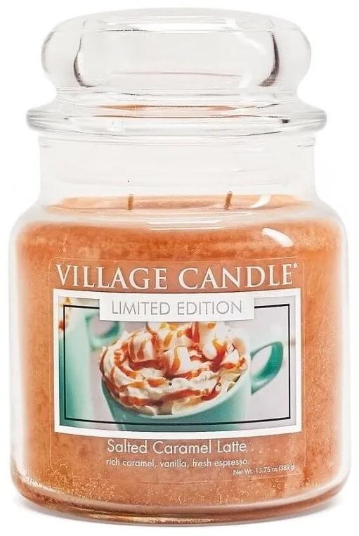 VILLAGE CANDLE Svíčka Village Candle - Salted Caramel Latte 397 g, oranžová barva, sklo, kov