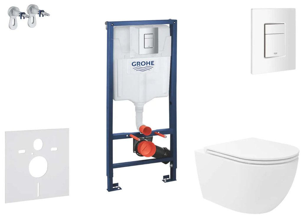 Grohe Rapid SL - Set předstěnové instalace, klozetu Oudee Vortex a sedátka softclose, tlačítko Skate Cosmopolitan, alpská bílá SANI11BA3110