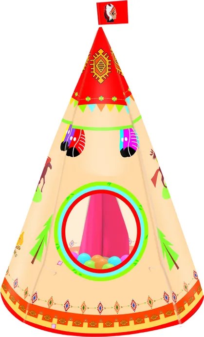 LEAN Toys Dětský stan Tipi indiánský styl krémový 160 x 105 cm